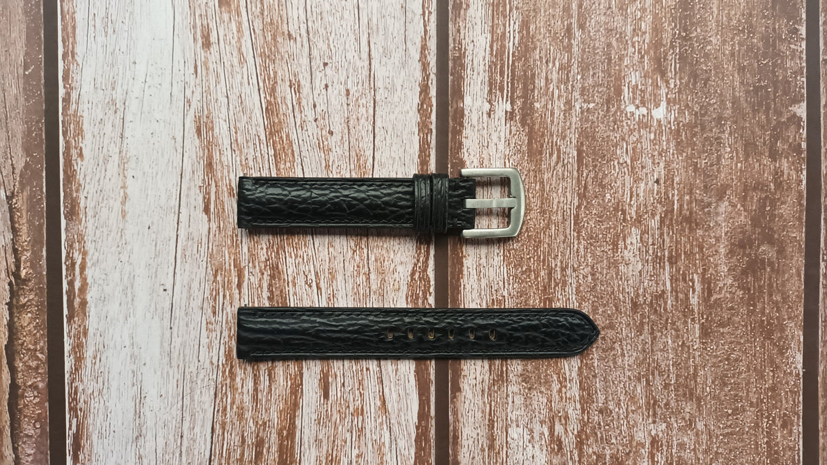 Black Full Grain Shark Skin Leather Strap For Oris Big Crown Commander ...