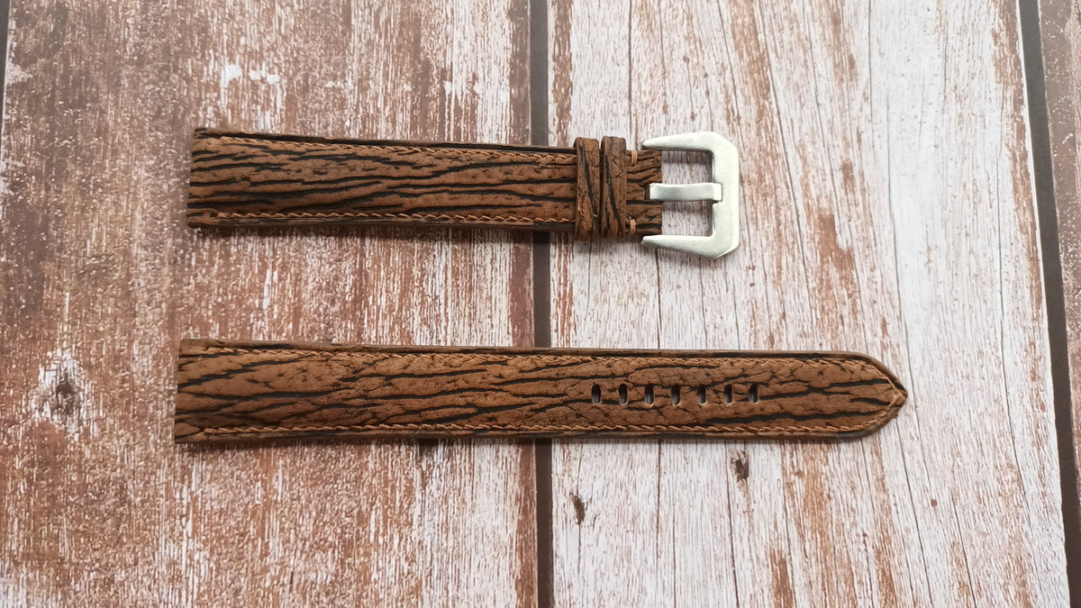 Brown Full Grain Shark Skin Leather Strap For Orvis Watch – VGreen